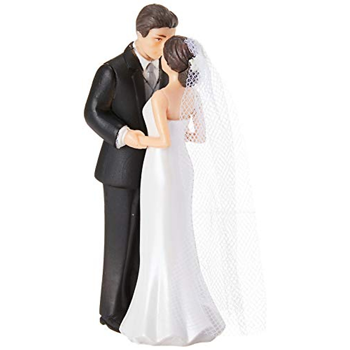 Amscan Elegant Bride & Groom Wedding Cake Plastic Topper with White Mesh Veil - 4.5", 1 Piece | Perfect for Engagement Parties, Bridal Showers & Anniversaries