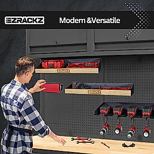Ezrackz Power Tool Organizer Wall Mount, Cordless Tool Organizer, 3 Heavy Duty Drill Holder Wall Mount Shelves, Power Tool Storage Rack, 150lb Cap, Garage Shed Organization Battery & Charger Shelf
