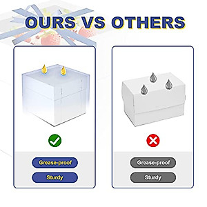 Tall Cake Box with Window, Tiered Cake Box, 12x12x12 Inch Cake Box, Disposable Cake Container, Cake Stand, Tiered Cake Stand, Large White Cake Box (1 Pack) and Silver Cake Board (white/white)