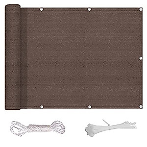 WUZMING Balcony Privacy Screen, Outdoor Yard Wall Fence Privacy Protection Net Weatherproof UV Protection, with Rope and Cable Ties (Color : Brown, Size : 70x460cm)