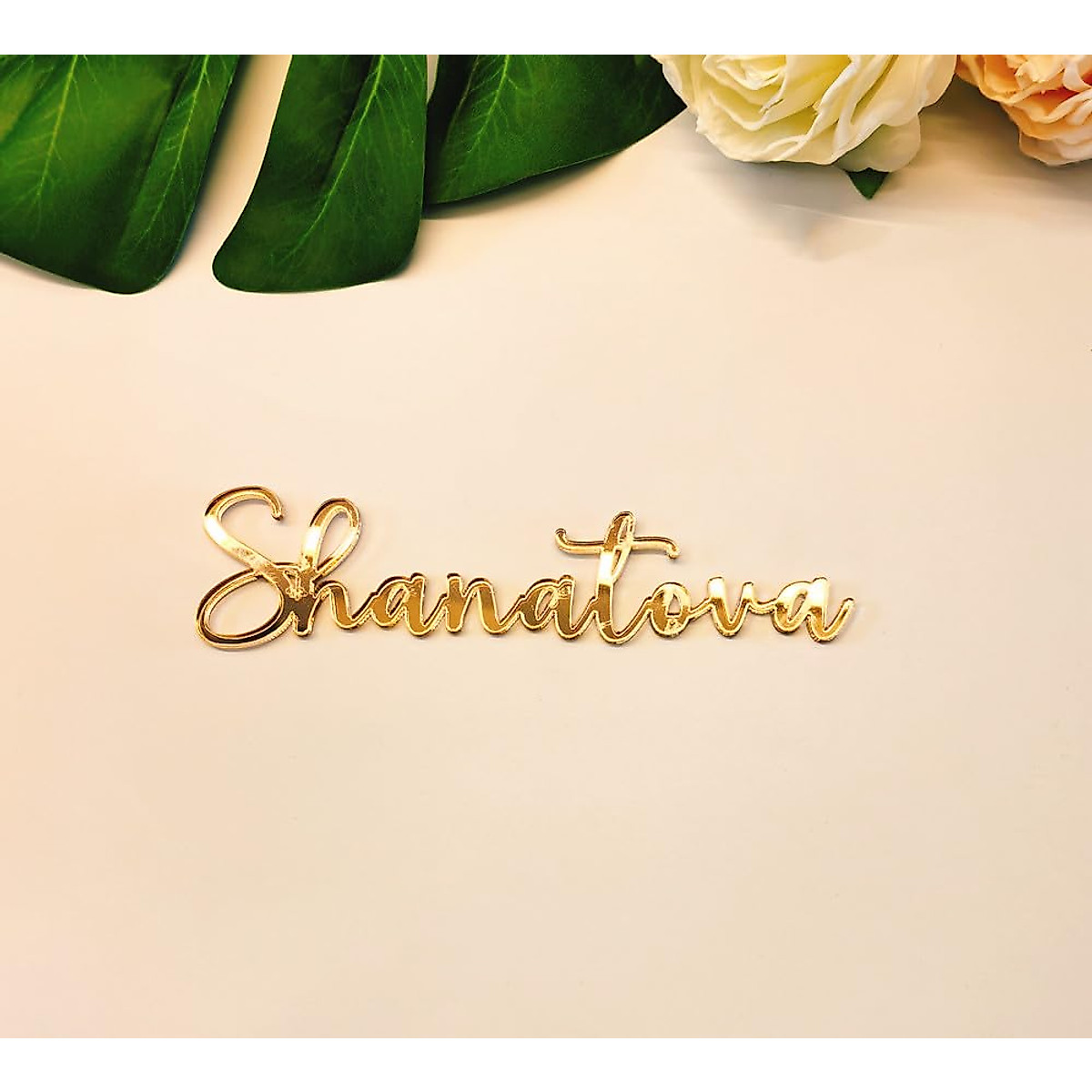 XIAOYUE 10pcs Shana Tova Place card,Acrylic Shana Tova Place Card for Elegant Weddings,Rosh Hashanah Celebrations & Special Events (Rose Gold Mirror)