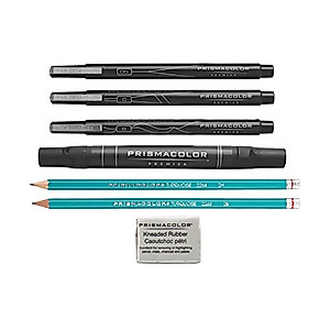 Prismacolor Premier Beginner Hand Lettering Set With Illustration Markers, Art Markers, Pencils, Eraser And Tips Pamphlet, Adult Coloring, 8 Count, Black
