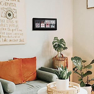 4Grids Trading Cards Display Frame, 100% Solid Wood Frame with 4 Pieces Magnetic Card Holder for Football, Basketball, Hockey Collector Cards(Standard Cards, Black)