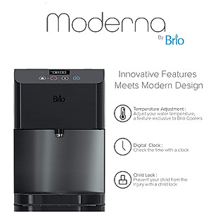 Brio CLBL720SCBLK Moderna Self Cleaning Bottom Load Hot, Cold & Room Water Cooler - New Black Stainless Steel - Tri Temp W/Touch Dispenser Feature