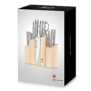 Cangshan TN1 Series 1021967 Swedish 14C28N Steel Forged 14-Piece DENALI Magnetic Knife Block Set, Maple
