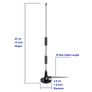 Bingfu Dual Band VHF UHF 136-174MHz 400-470MHz Ham Radio Magnetic Base Antenna Handheld Two Way Radio SMA Male Antenna for Ham Radio Walkie Talkie Icom Yaesu Vertex Standard Horizon Marine VHF Radio