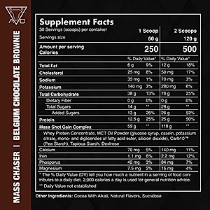Project AD Mass Chaser, Mass Gainer Protein, Whey Protein and MCT Oil, 500 Calories Per Serving (30 Servings, Belgian Chocolate)