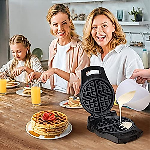 Belgian Waffle Maker, 8 Inch Flip Waffle Irons with Non-Stick Surfaces, 900W Waffle Makers with Temperature Control, 4 Slice, Black, ETL Certificated, Aigostar