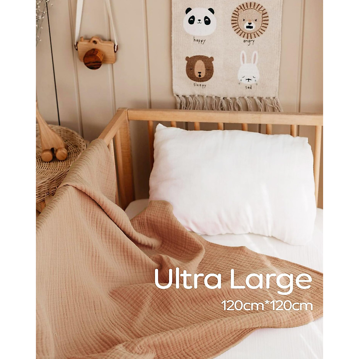 Mom Beebi Muslin Swaddle Blankets, 100% Muslin Cotton Swaddle Blanket for Unisex, 4 Pack Skin-Friendly and Breathable Baby Blankets, 47 x 47 inches - Autumnal Warmth