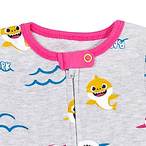 Pinkfong Baby Shark Infant Baby Girls 2 Pack Zip Up Sleep N' Play Coveralls Pink/Gray 24 Months