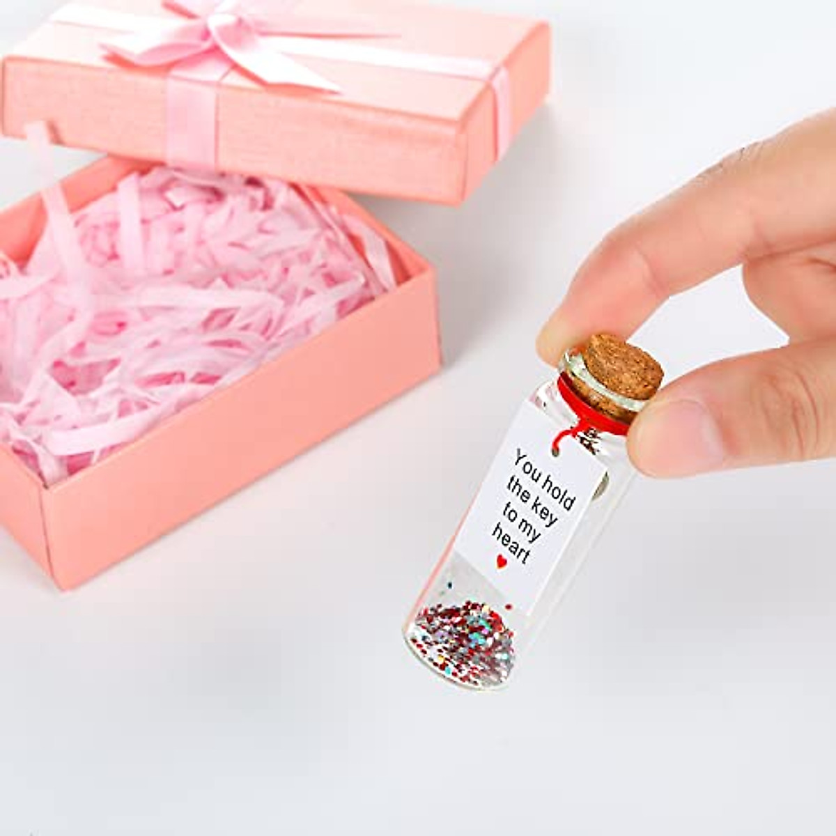 Zonon You Hold The Key to My Heart Romantic Wish Jar Love Message with Bottle Romantic Decoration for Boyfriend or Girlfriend Anniversary Romantic Gift Christmas Valentine's Day Gift for Her Him