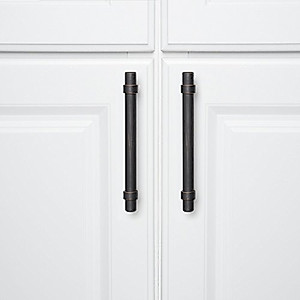 Amazon Basics Straight Bar Cabinet Handle, 6.63-inch Length (5-inch Hole Center), Oil Rubbed Bronze, 10-Pack