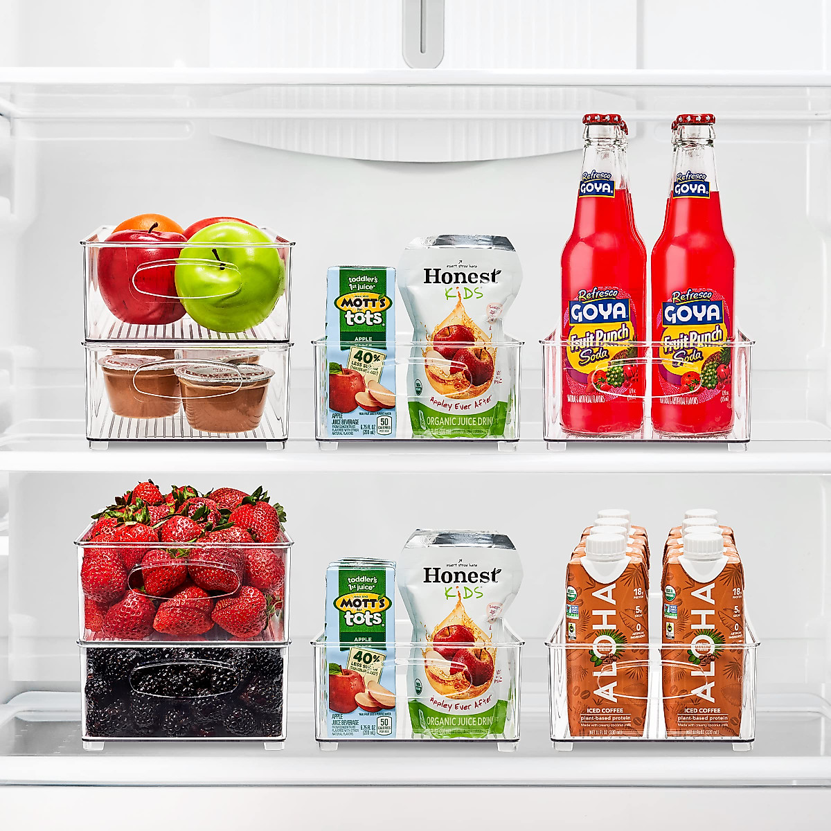 Sorbus Stackable Refrigerator Organizer Bins - Clear Storage Bins for Kitchen Pantry, Freezer & Fridge Organization - Food Organizing Plastic Containers with Handles for Countertops & Drawers (2 Pack)