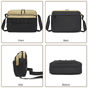 El-fmly Messenger Bag for Men Women, Multi-pocket Crossbody Shoulder Bag for Daily Use, Outdoor, Sports, Travel (Kaki)