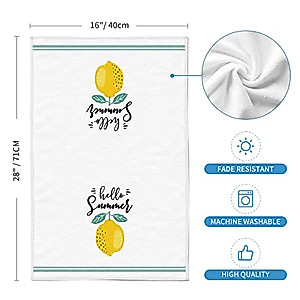 Artoid Mode Hello Summer Lemon Fingertip Towel, Seasonal Holiday Soft & Absorbent Household Hand Towel Gift Bathroom Kitchen Decoration, 18x26 Inch