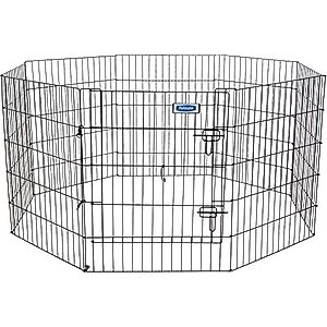 Petmate 30-Inch by 24-Inch 8-Panel Exercise Pen with Step Through Door,Black