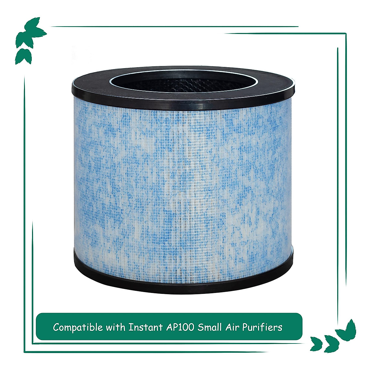 Asheviller F100 Filter Replacement, Compatible with Instant® AP100 Small Air Purifier, H13 Grade True HEPA Filter with Antimicrobial Coating and Activated Carbon Filter, 2 Pack