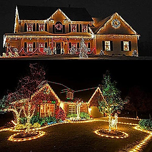kemooie 2 Pack Outdoor Solar String Lights, 200 LED Upgraded Solar Fairy Lights with Remote, 8 Twinkle Modes Outdoor Christmas Lights for Garden,Christmas, Decorations(Warm White)