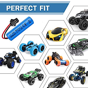 VICMILE 3.7V 800mah Li-ion Battery 2Pack with USB Chargers SM-2P Plug RC Rechargeable Battery Compatible with Remote Control Cars E35 DE38 DE40 DE50 DE55 TB202 TM141 Toy Cars 2Pack