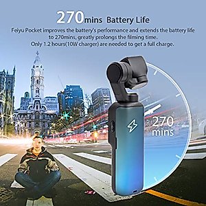 3-Axis-Pocket-Handheld-Gimbal-Stabilizer with UHD 4K Camera for Vlog YouTube Live Video Recording with Zero Delay Autofocus POV All Follow Mode Time-Lapse Sync Motion (Feiyu-Pocket-Handheld-Gimbal)