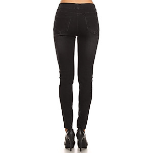 Women's High Waisted Stretchy Pull-On Skinny Denim Jeans (Size M, Black Denim-69)