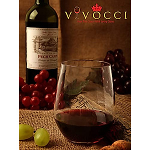 Vivocci Unbreakable Elegant Plastic Stemless Wine Glasses 20 oz | 100% Tritan Heavy Base | Shatterproof Glassware | Ideal For Cocktails & Scotch | Perfect For Homes & Bars | Dishwasher Safe | Set of 2