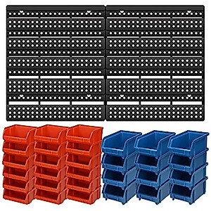 30 Bins Wall Mounted Storage Bin Parts Rack, Wall Mounted Screw Organizer Tool Container for Nuts, Bolts, Screws, Nails, Beads, Buttons, Other Small Parts