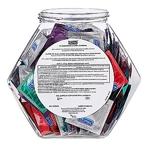 Durex Condom Fish Bowl Natural Rubber Latex Bulk Condoms, 144 Count, a Variety Pack Assortment of Ultra Fine & Lubricated Condoms for Men
