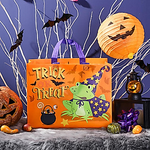 Loveinside Halloween Medium Recycled Gifts Bags with Handles, Reusable Halloween Party Gift Bag, Shopping Bag - 13" x 5" x 10", 1 Pcs, Frog Design