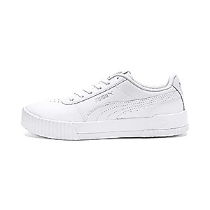 PUMA Women's Carina Sneaker, Puma White-puma White-puma Silver, 8.5 US