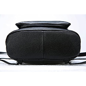 HESHE Leather Backpack Designer Purse for Women Fashion Ladies Travel College Shoulder Bag (Black-Top Grain Leather-T014)