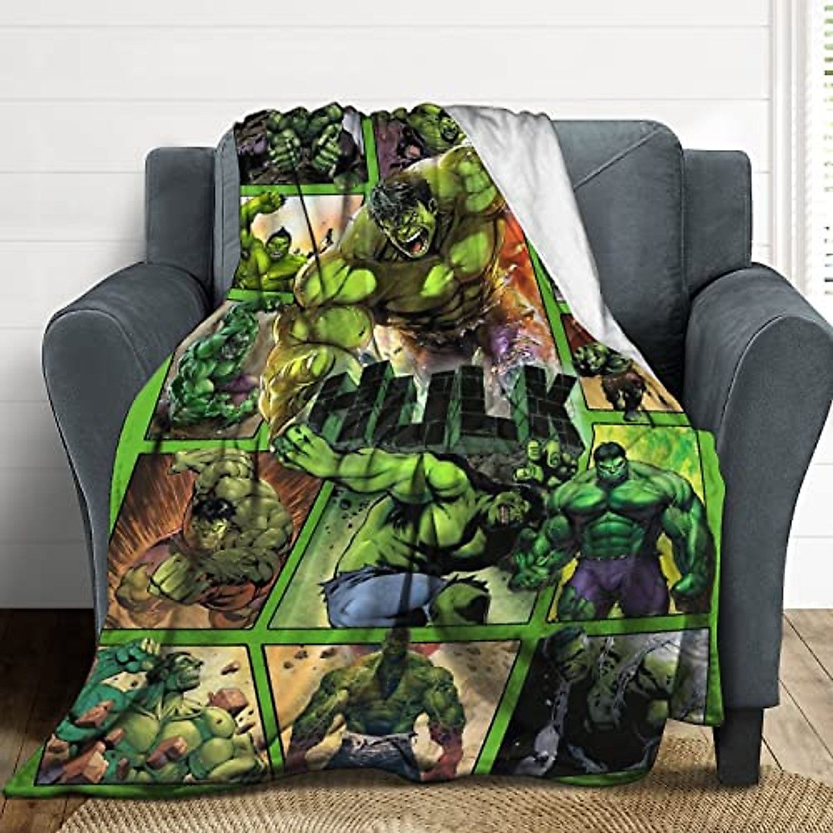 Super Hero Throw Blanket Ultra Soft Flannel Blanket Cozy Plush Bedding for Sofa Bed Living Room All Season 62" x 52"