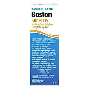 Contact Lens Solution Kit by Boston Simplus, for Gas Permeable Contact Lenses, 3.5 Fl Oz Multi-Action Solution, 0.17 Fl Oz Rewetting Drops, Lens Case Included