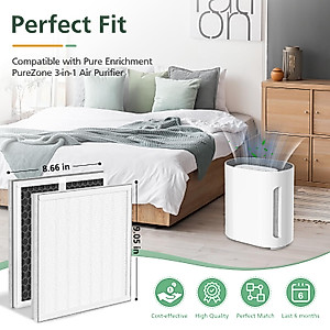 2 Pack 3-in-1 H13 True HEPA Replacement Filter Compatible with Pure Enrichment PureZone Air Purifier Part No. PEAIRPLG
