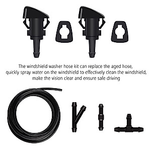 Windshield Washer Nozzles Hose Kit,Hose Connectors,Windshield Washer Spray Nozzle and Gaskets,Compatible with Dodge,Ram,Chrysler (Windshield Washer Nozzles Kit&Blue Removal Tool)