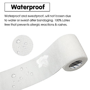 COMOmed Self Stick Cohesive Bandage Latex 1"x5 Yards First Aid Bandages Stretch Sport Wrap Vet Tape for Wrist Ankle Sprain and Swelling,White