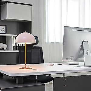 Globe Electric 52332 15" Desk Lamp, Matte Pink, Matte Brass Accents, in-Line On/Off Rocker Switch