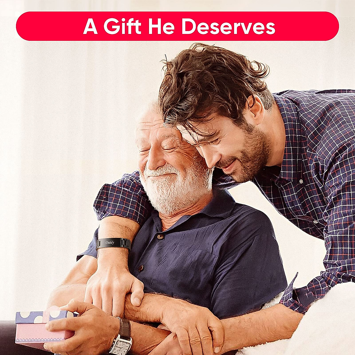 VNOX Gifts For Dad From Son - Masculine Stainless Steel Link Bracelet Personalized DAD Jewelry Gift for Daddy Papa,Fathers Day Birthday Gifts From Son