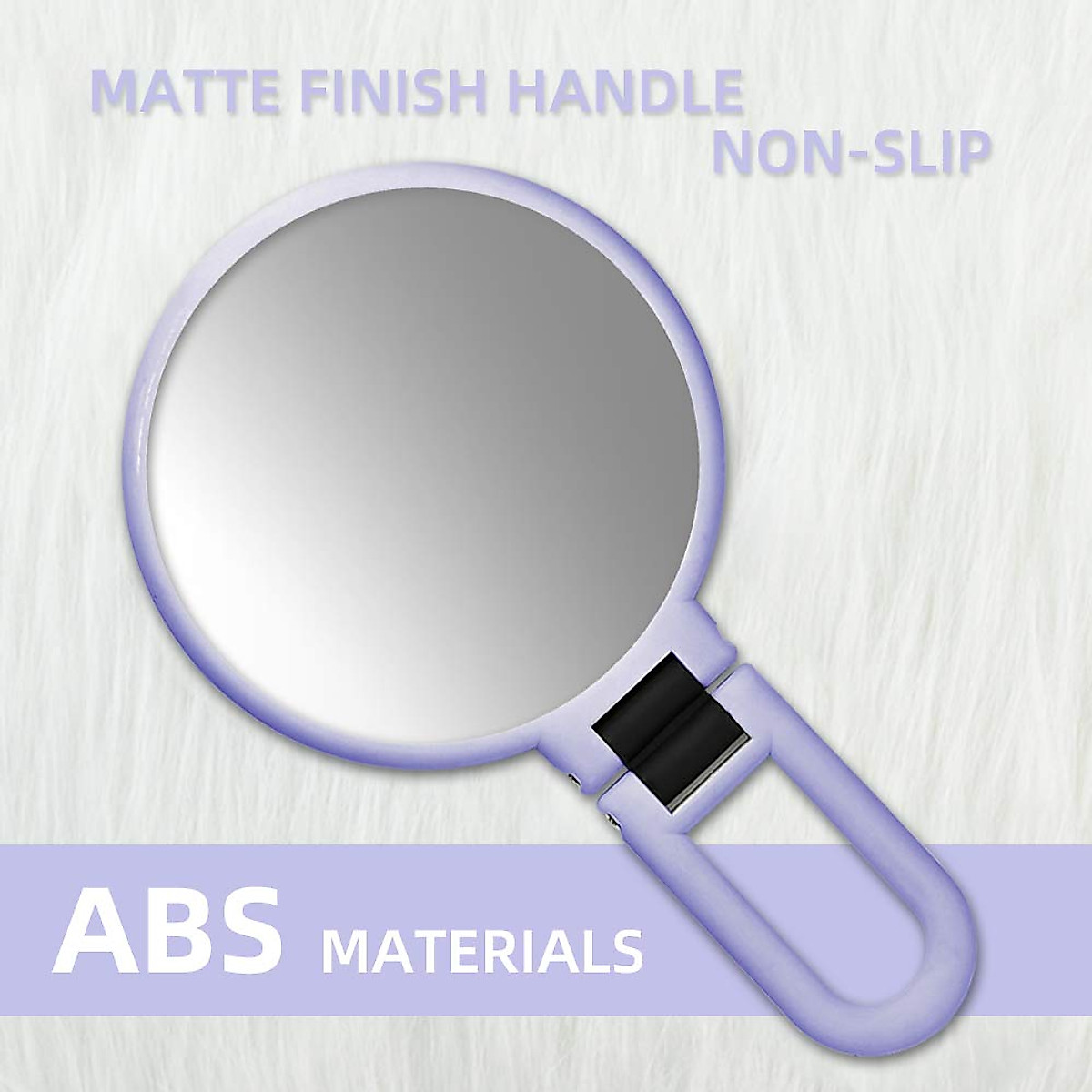 Dolovemk Travel Makeup Mirror with Stand,Suspended Makeup Mirror,Hand Mirrors with Handle Double Side,Travel Folding Hand Held Mirror 15x Magnification(Purple)