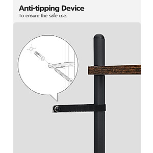 HOOBRO Over The Toilet Storage, 3-Tier Over Toilet Bathroom Organizer, Freestanding Above Toilet Shelf with Adjustable Feet, Space Saving, Easy to Assembly, Rustic Brown and Black BF63TS01