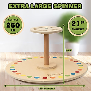 Wooden Spinner Seat - Sit and Spin - Bigger Size - Classic Spinning Activity Toy for Toddlers & Kids All Ages (Patent Pending)