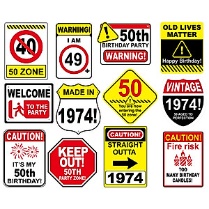 12 Pcs 50th Birthday Decorations Men 50 Years Old Wall Signs Vintage 1974 Photo Booth Props 50th Birthday Party for Men and Women Cheers to 50 Years for Party Supplies 50th Anniversary Party Favors