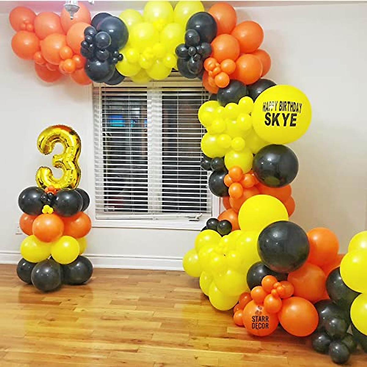 167Pcs Construction Party Balloons Garland Kit for Kids Birthday Dump Truck Quarantine Party Supplies with Orange Black Yellow White Balloons