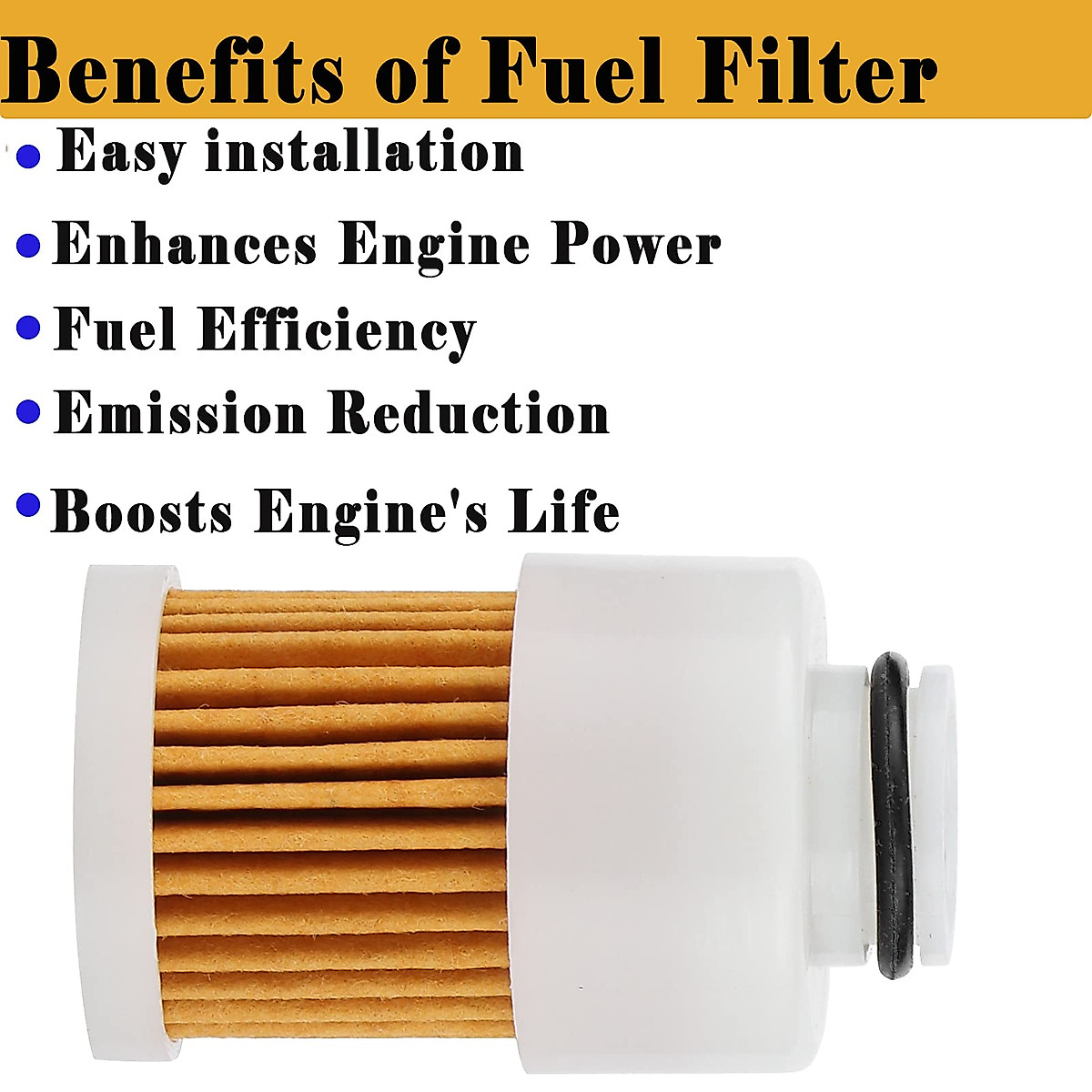 2 Pack 68V-24563-00-00 Fuel Filter Yamaha 50HP 60HP 75HP 90HP 115HP 4 Stroke Outboard Replaces Sierra 18-7979 Mercury 881540 filter 3 Microscopic OE Filtration Rating