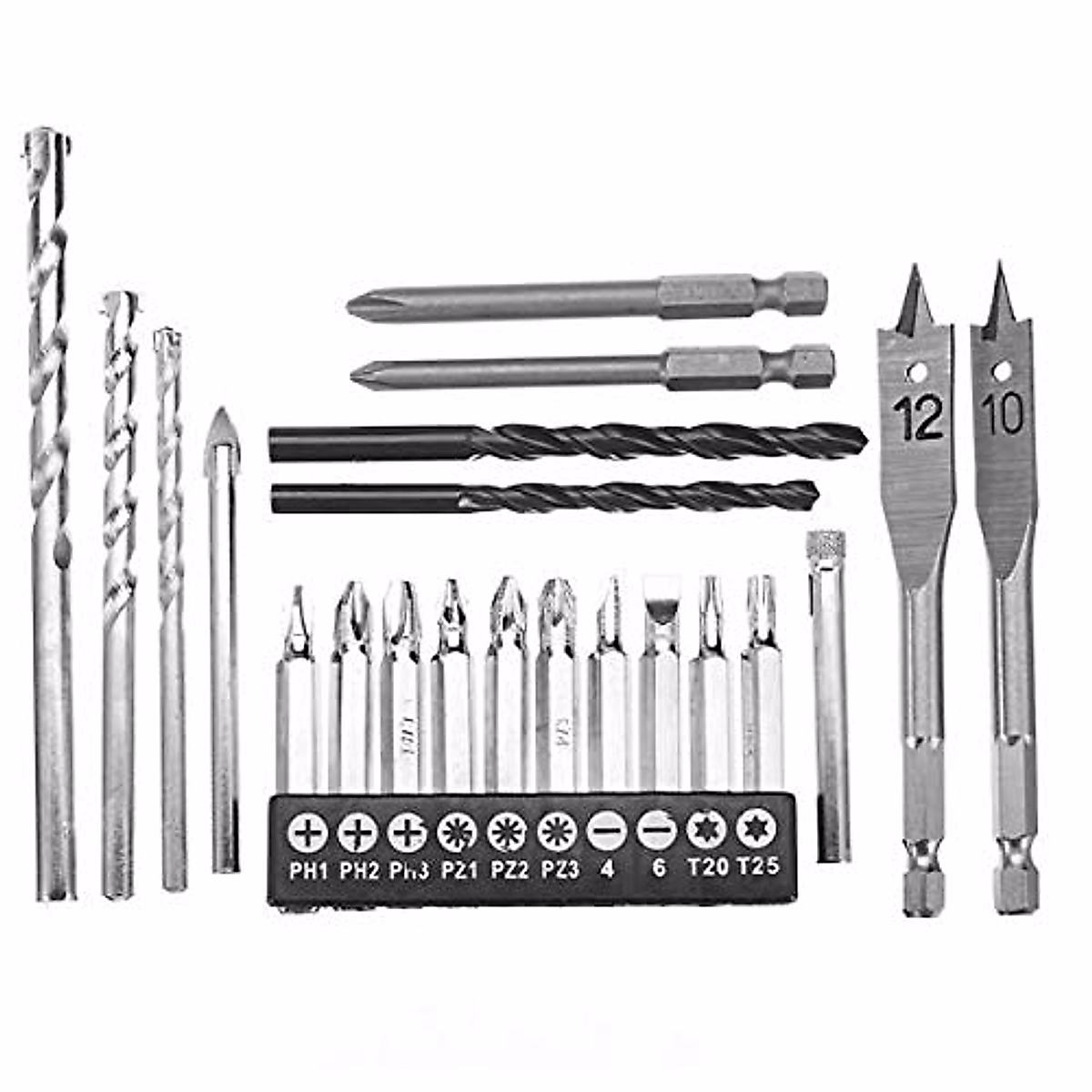 22Pcs HSS Screwdriver Twist Drill Bits Tool Set with Storage Box