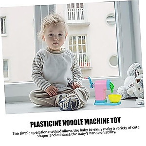 HOMSFOU 1 Set Early Colored Education of Cartoon Clay Creations Plasticine Noodle Interesting with Comes Toy Dough Maker Machine Model Tins Kid Child Kitchen Educational Funny Party