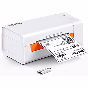 VEVOR Thermal Label Printer, Shipping Label Printer for 4"x6" Labels, USB Connection & Auto Label Recognition, Support Windows/MacOS/Linux/Chromebook, Compatible w/Amazon, Ebay, Etsy, UPS,etc