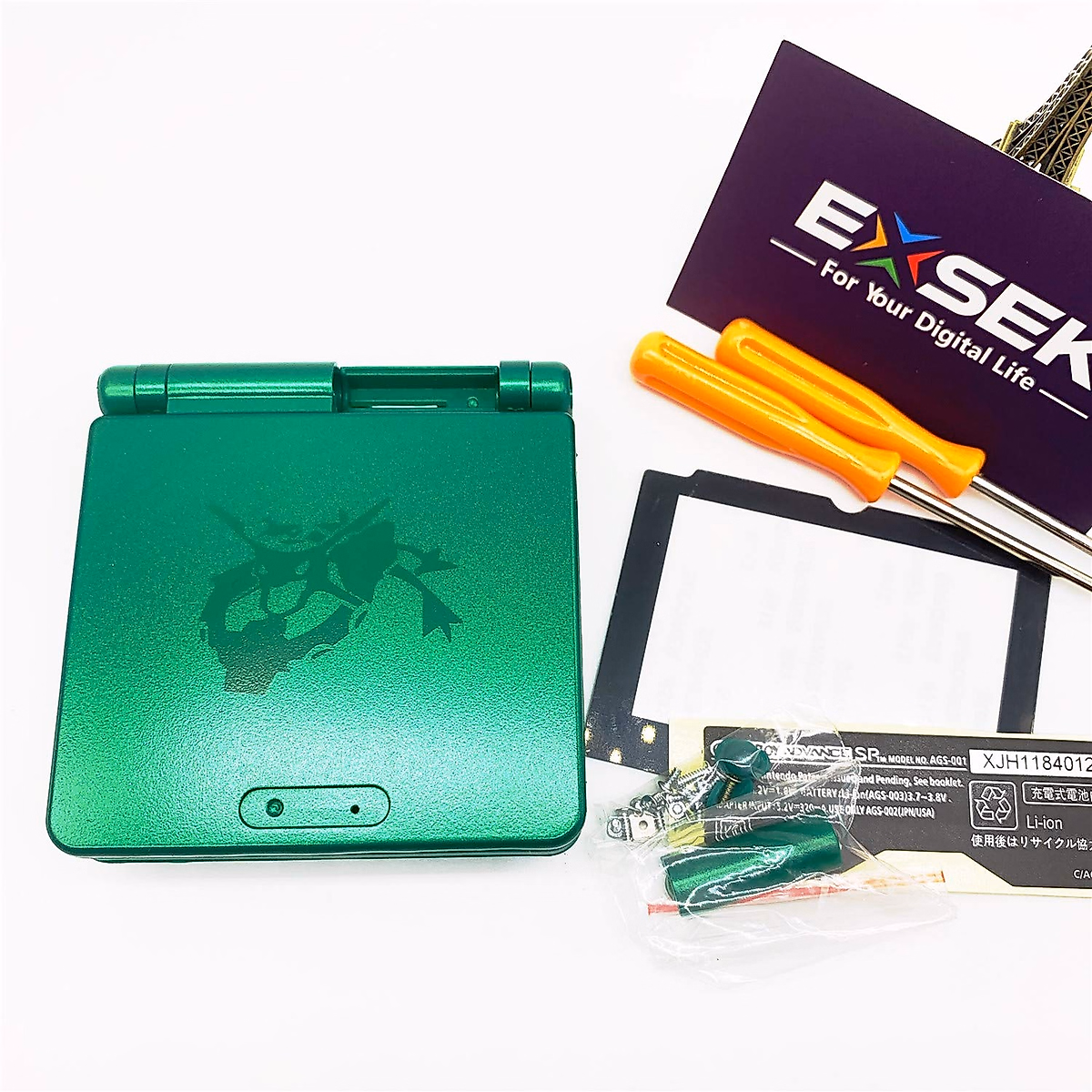 EXSEK Full Parts Replacement Housing Shell Pack for Gameboy Advance GBA SP Emerald (SP Ray)