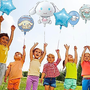 Cinnamoroll Birthday Decorations, 17PCS Anime Foil Balloons Party Balloons, Kawaii Cartoon Theme Birthday Party Supplies For Girls Party Supplies Party Decoration Favors Foil Balloon Set