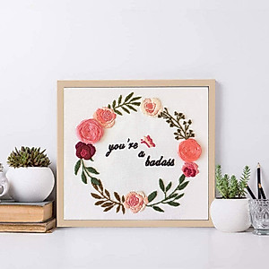 ORANDESIGNE Funny Embroidery Kit for Beginners, Stamped Cross Stitch Kits for Beginners Adults Patterned Needlepoint Embroidery Hoops Cloth Color Thread Floss Flowers Plants Cactus